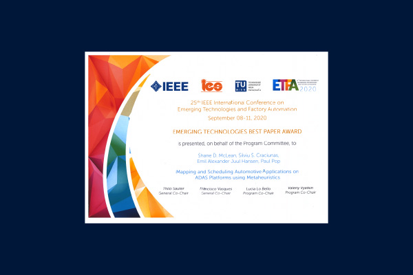 Best Paper Award for TTTech Labs researchers at ETFA 2020 - TTTECH